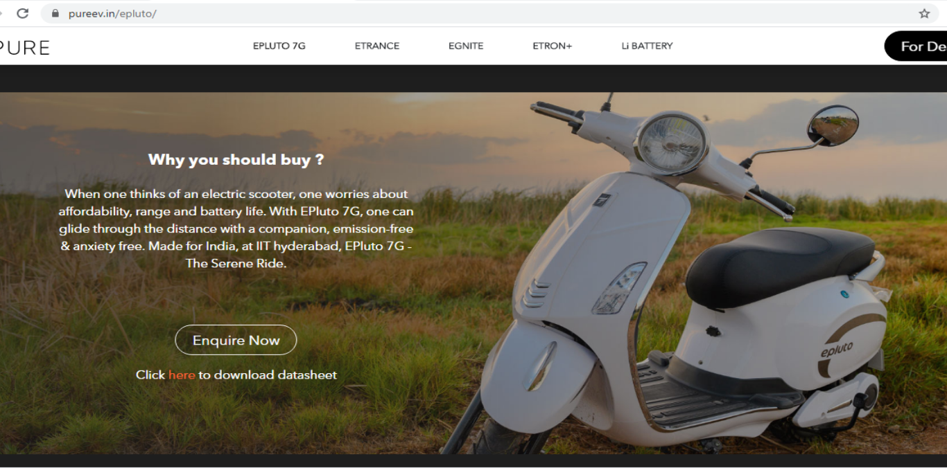 PURE EV launches new electric scooter model 'ETrance+' @2021