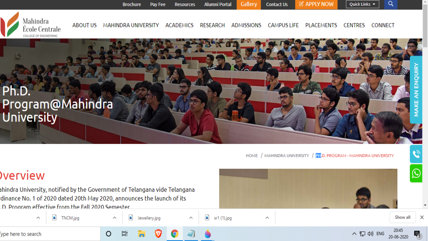 MEC Admission 2020: Launch of great PhD programmes