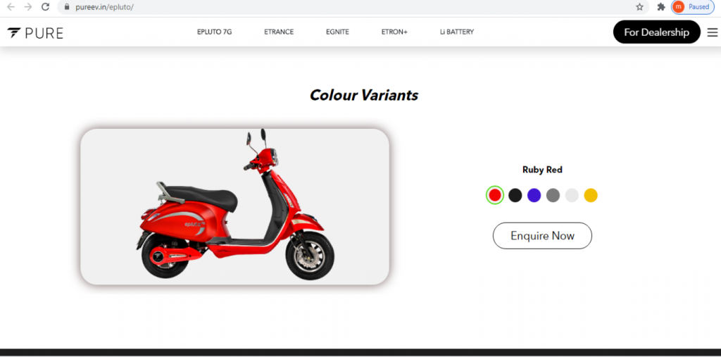 PURE EV launches new electric scooter model 'ETrance+' @2021