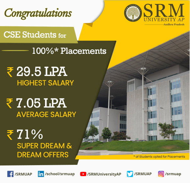SRM University AP: Great 100% placement in first CSE batch