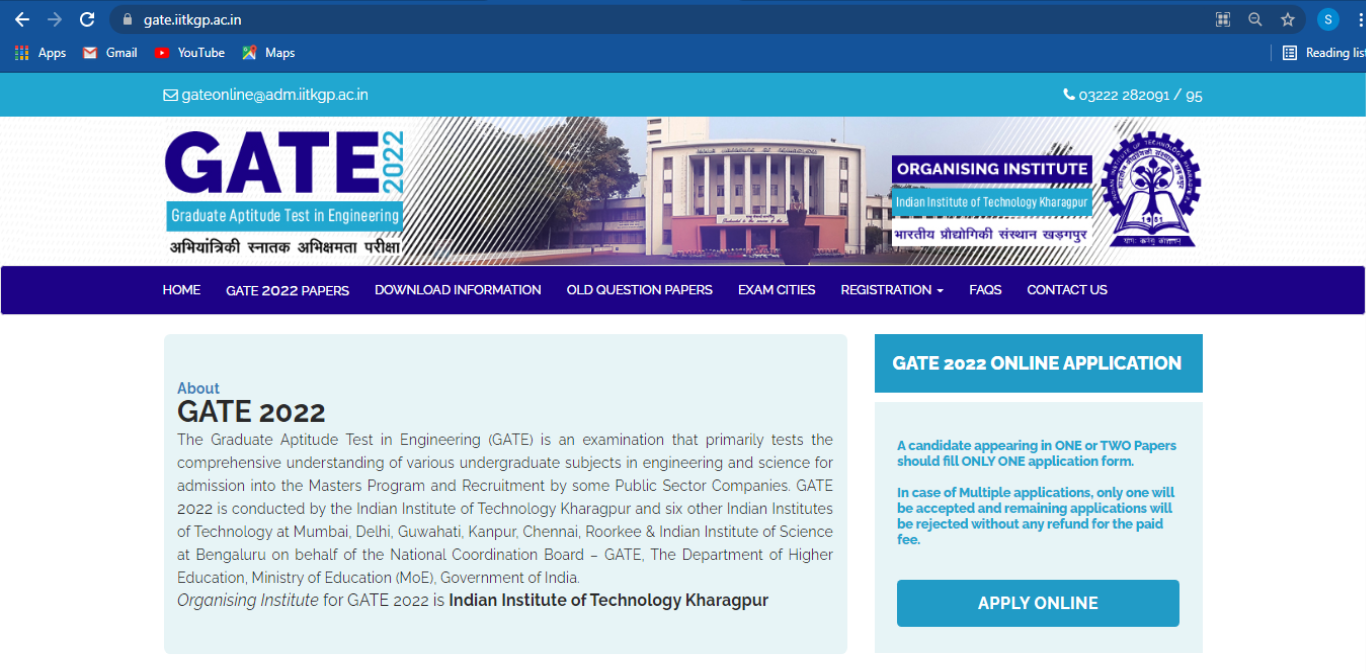 GATE 2022 registration: Great process begins on August 30