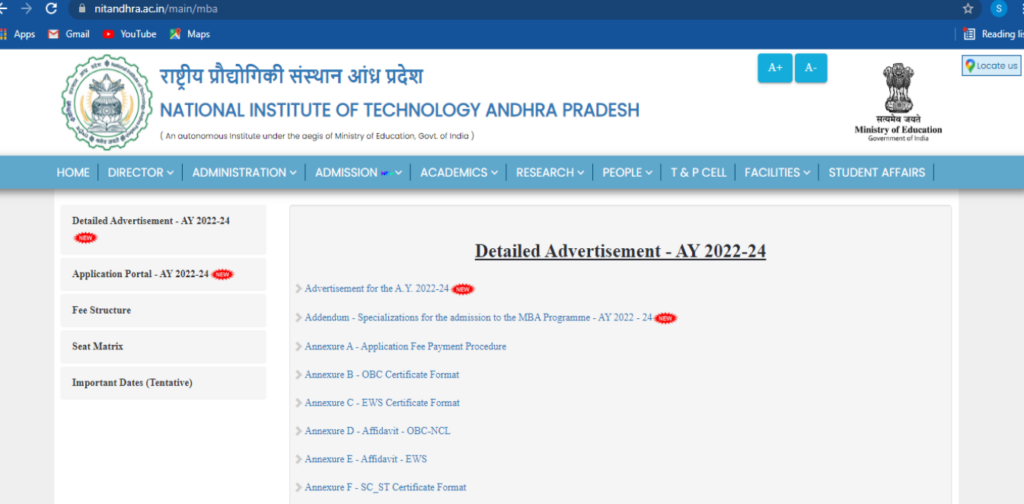 NIT AP MBA admission: Apply before great 30 October