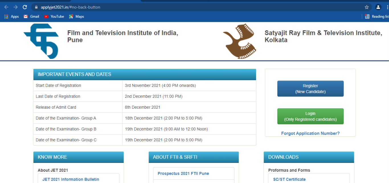FTII SRFTI JET 2021: Great registration open till December 2